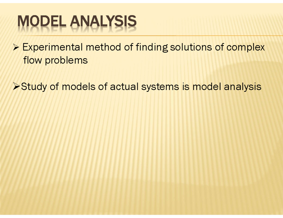 Model Analysis - Fluid Mechanics Lecture Notes (FM 101) - Studocu