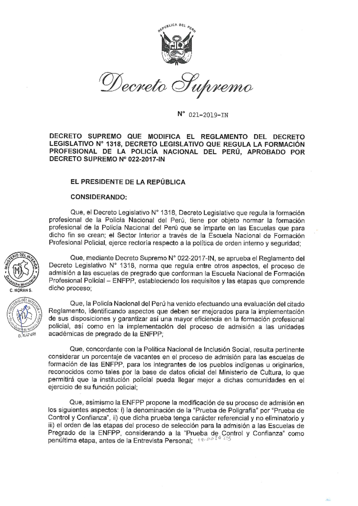 Modificatoria del decreto hace 10 años - REPUBLICA DEL PERU Decreto ...