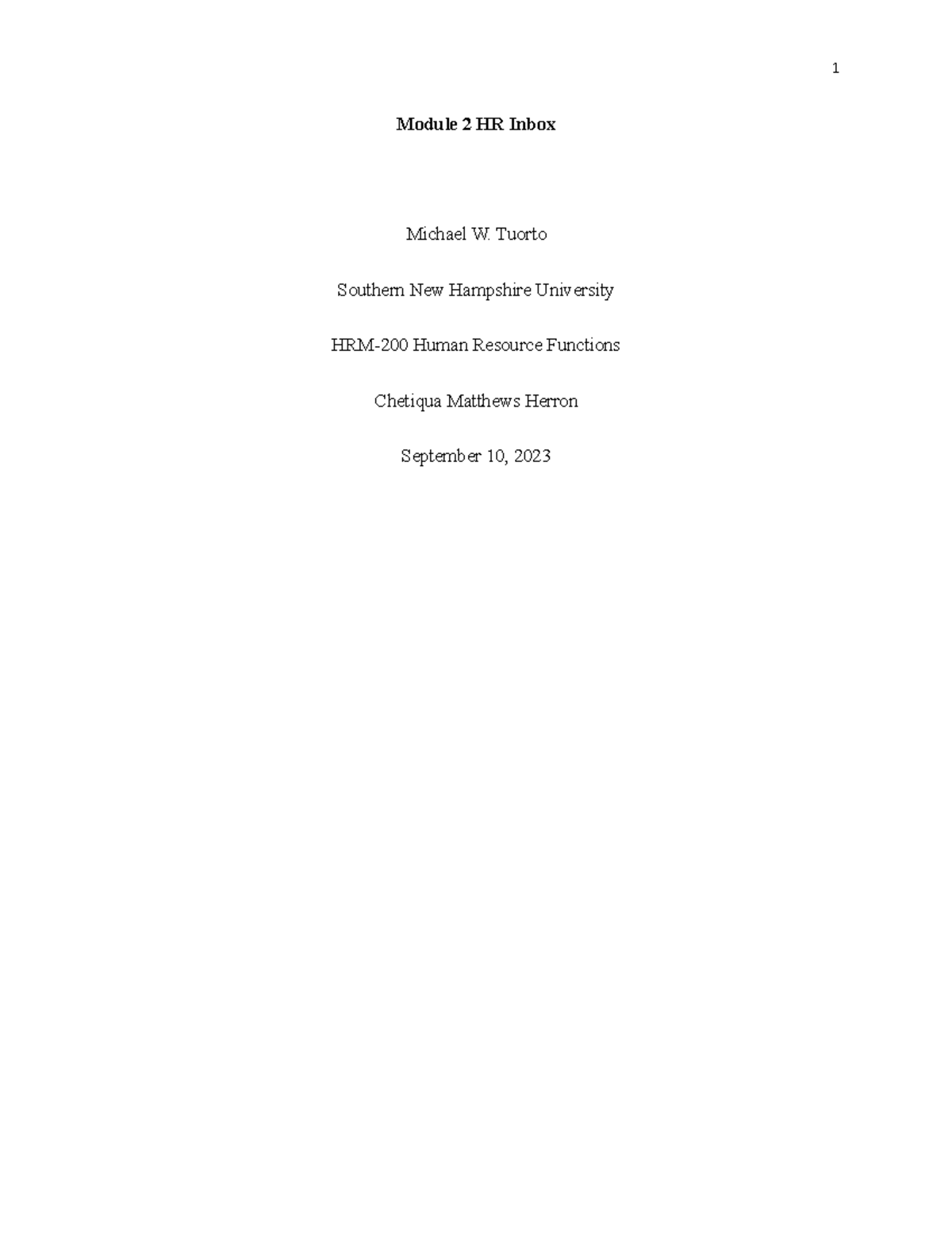 HRM 200 Module 2: Understanding HR Inbox Functions and Strategies - Studocu