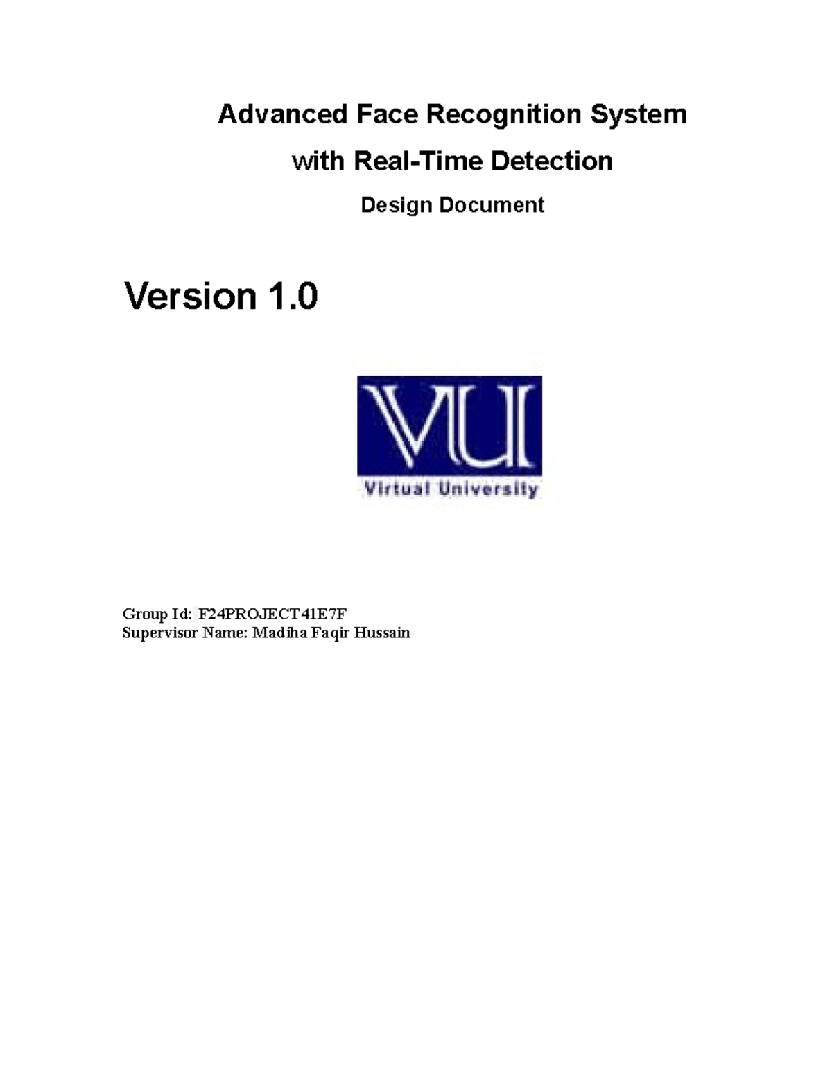Bc190401019 - Advanced Face Recognition System Design Document - Studocu