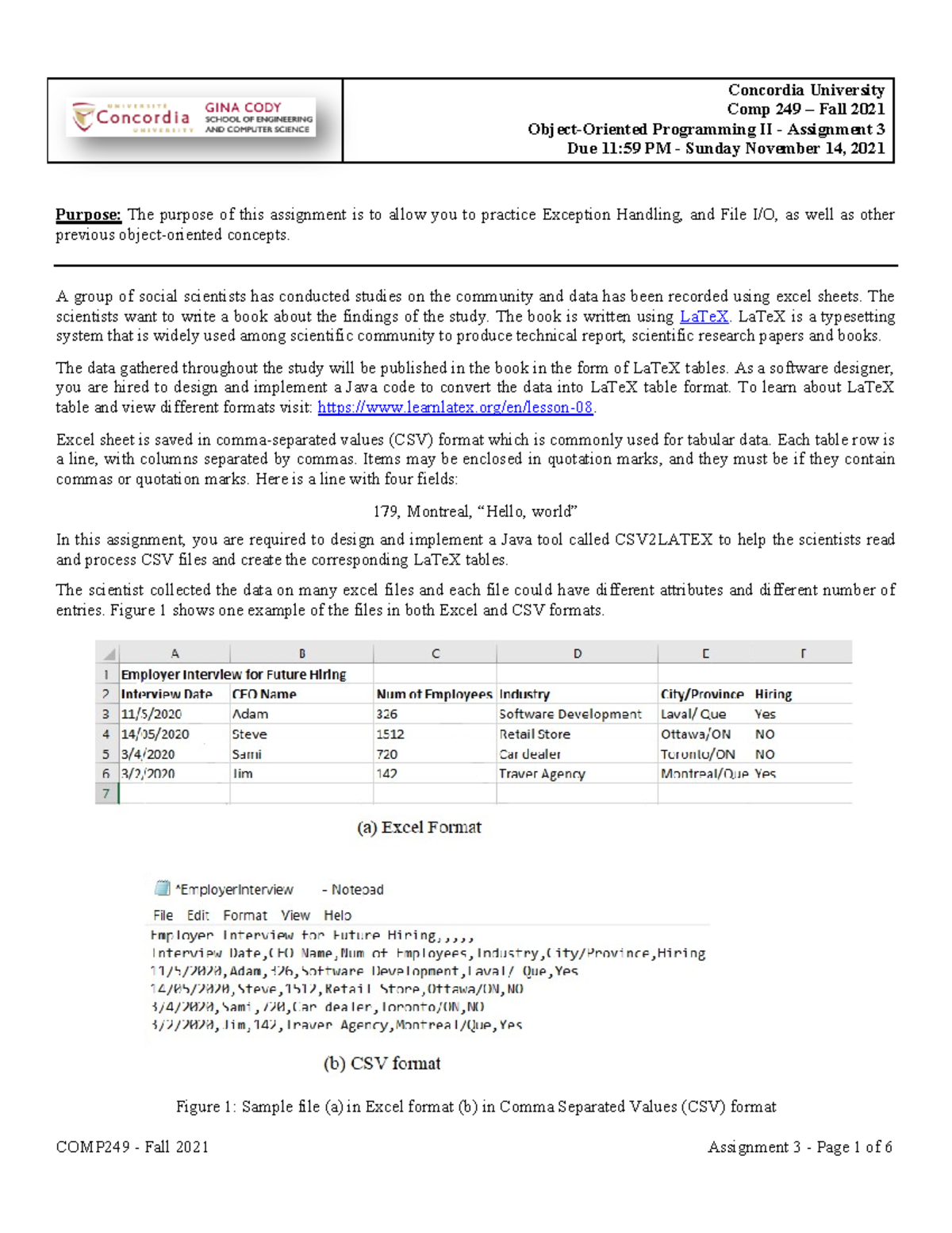 COMP 249-F21-Assignment 3 fall 2021 - Concordia University Comp 249 ...