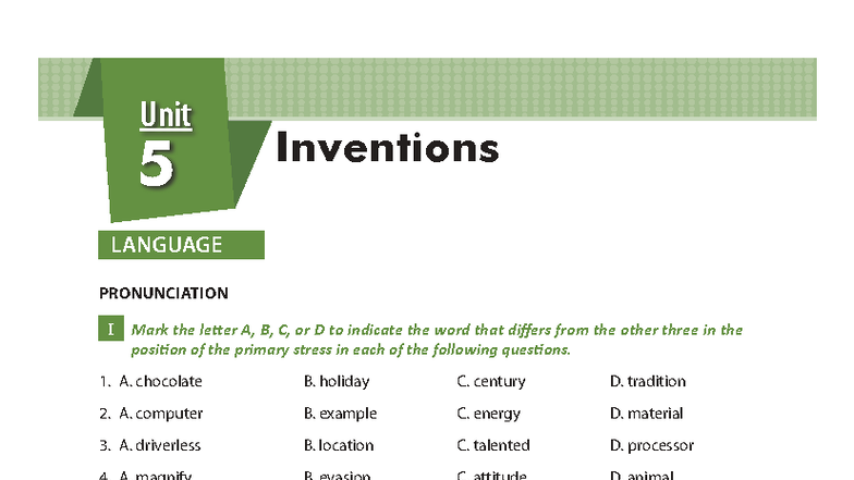 Unit 5 Inventions: Practice Exercises for Global Success 10 - Studocu