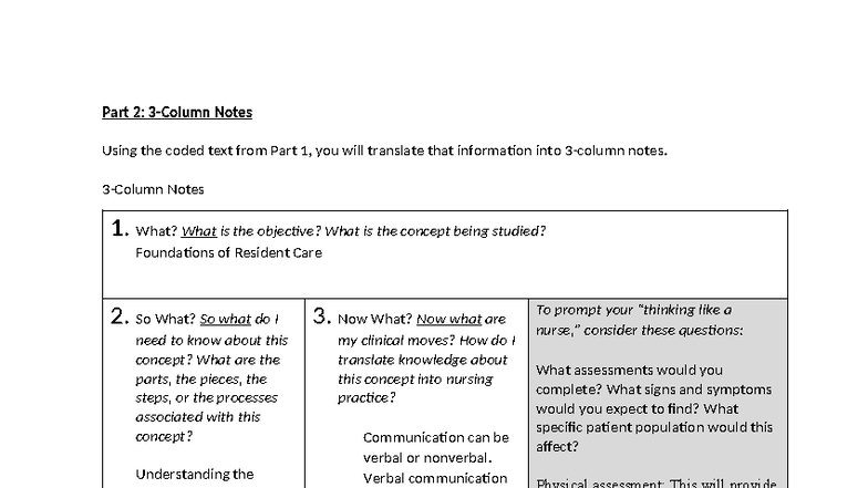 Nursing Communication & Assessment Notes (Foundations of Resident Care ...