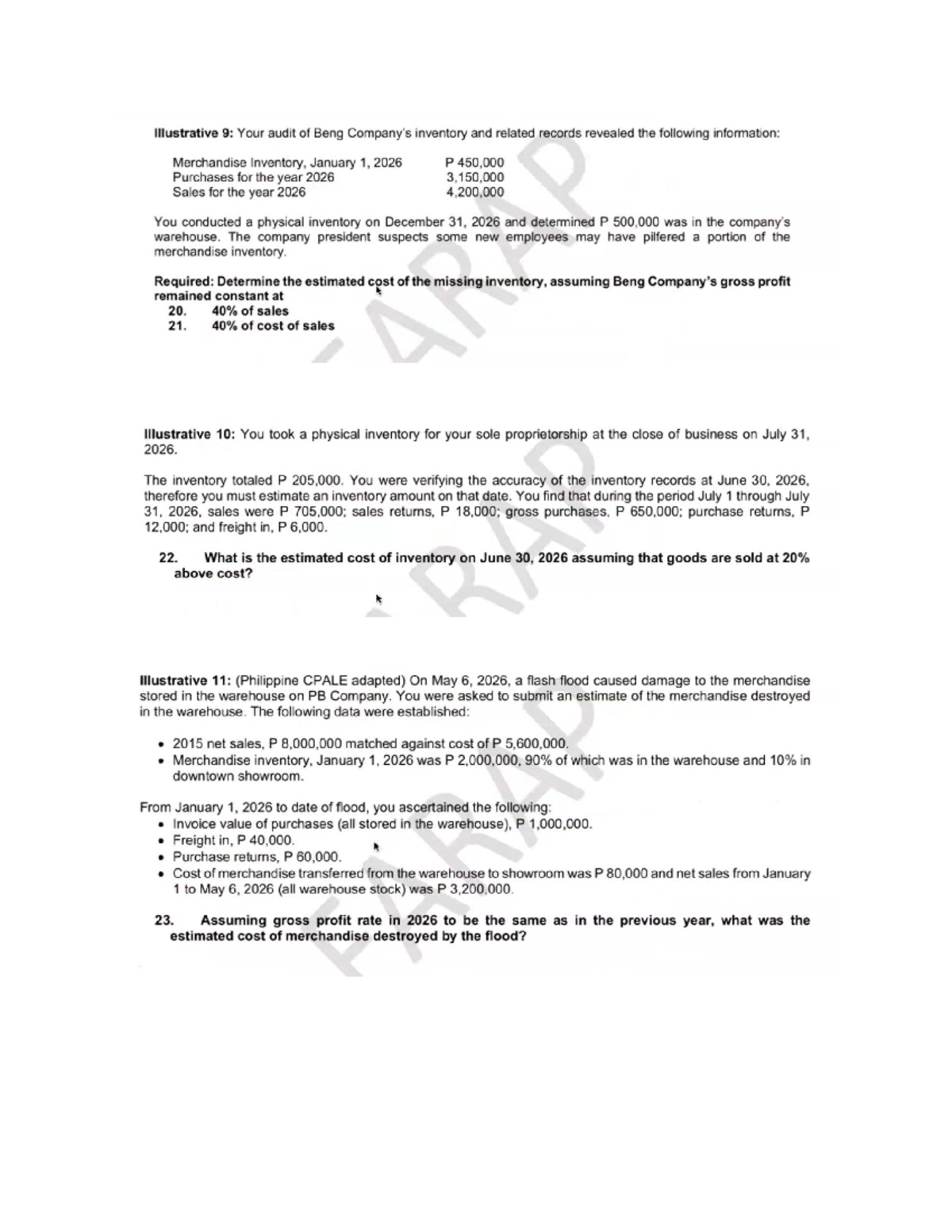 Gross Profit Method Problem Solving - Illustrative 9: Your audit of Beng inventory and related ...