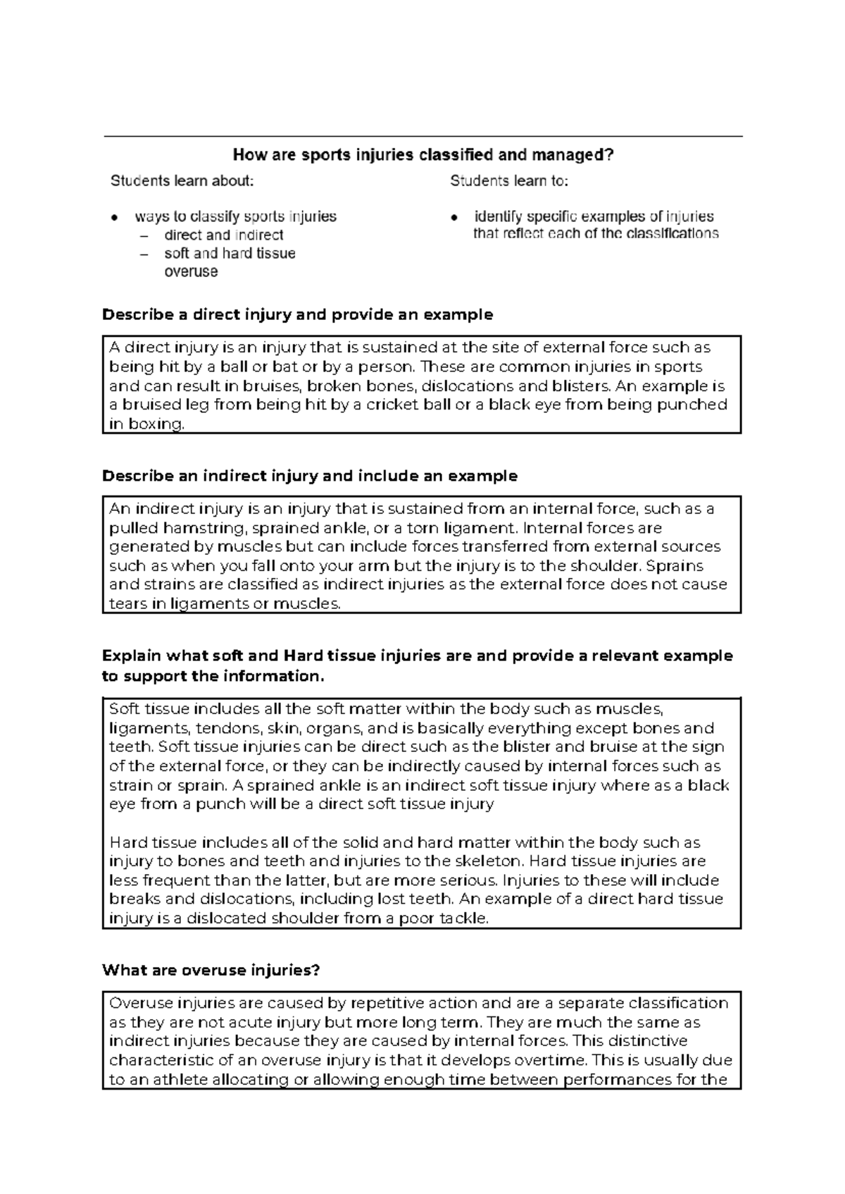 Injury Classifications: Direct, Indirect, Soft & Hard Tissue Insights ...