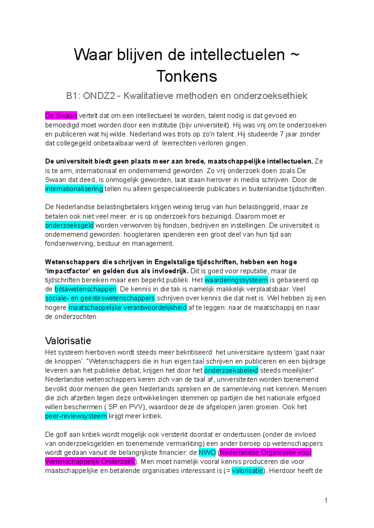Waar blijven de intellectuelen? - Tonkens (ONDZ2 Kwalitatieve Methoden ...