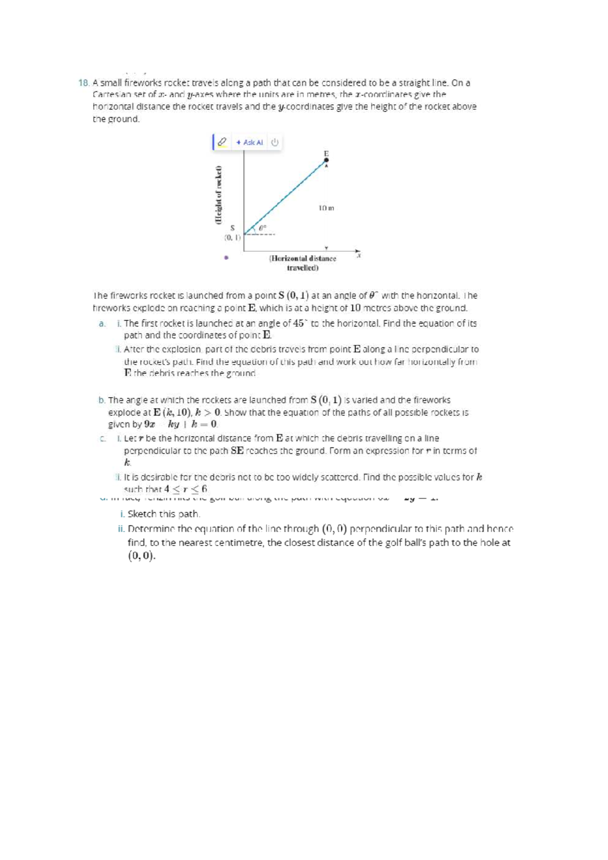 Maths Qs - Projectile Motion of Fireworks Rocket (18) - Studocu