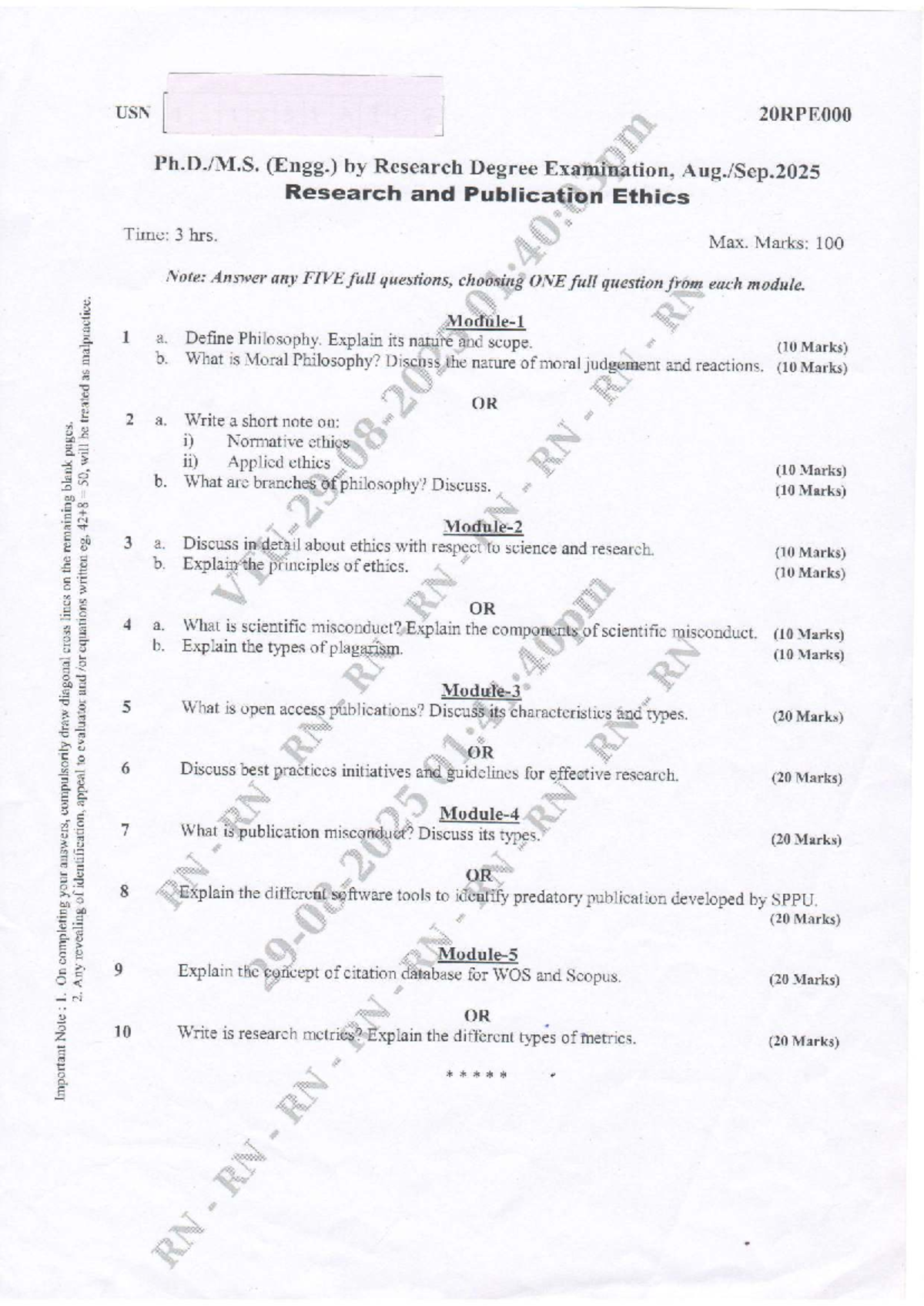 RPE QP-Aug 2025: Research & Publication Ethics Exam - Studocu