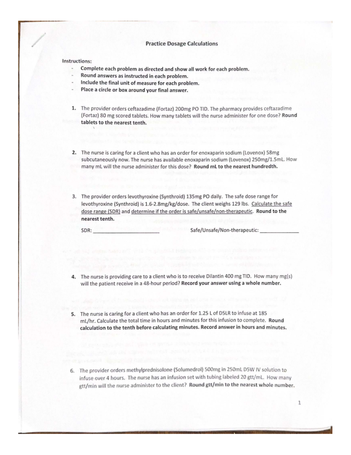 Practice dosage calculations for nursing students: problem set and ...