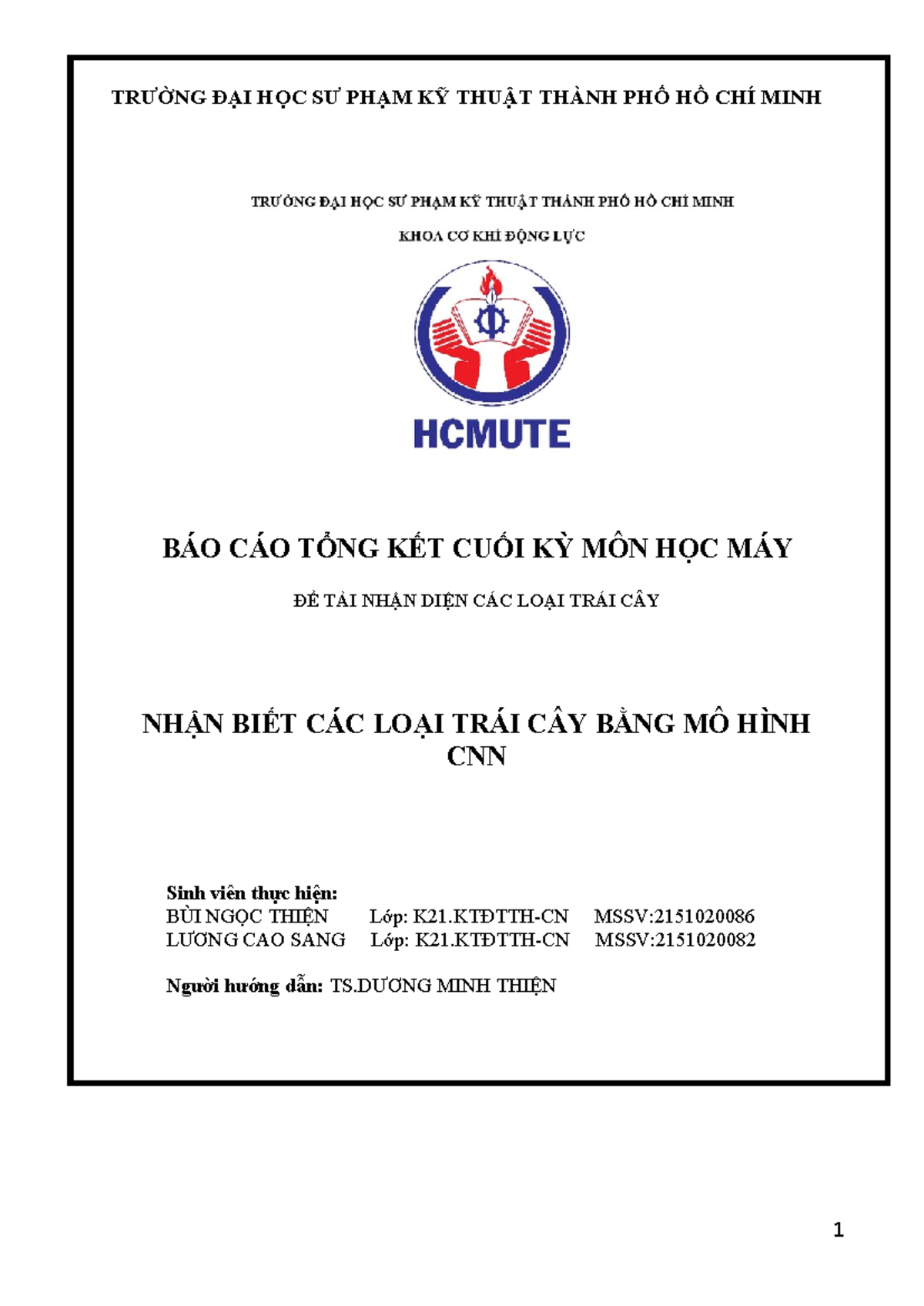 Báo Cáo Cuối Kỳ Môn Học Máy: Nhận Diện Trái Cây Bằng CNN - Studocu