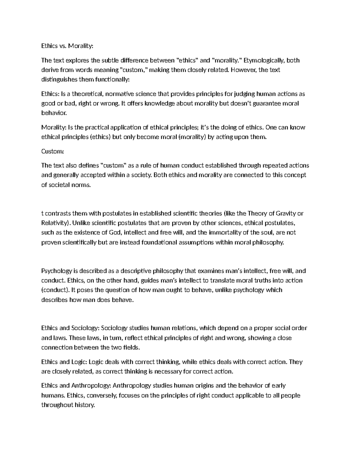 Ethics part 1 - Ethics vs. Morality: The text explores the subtle ...