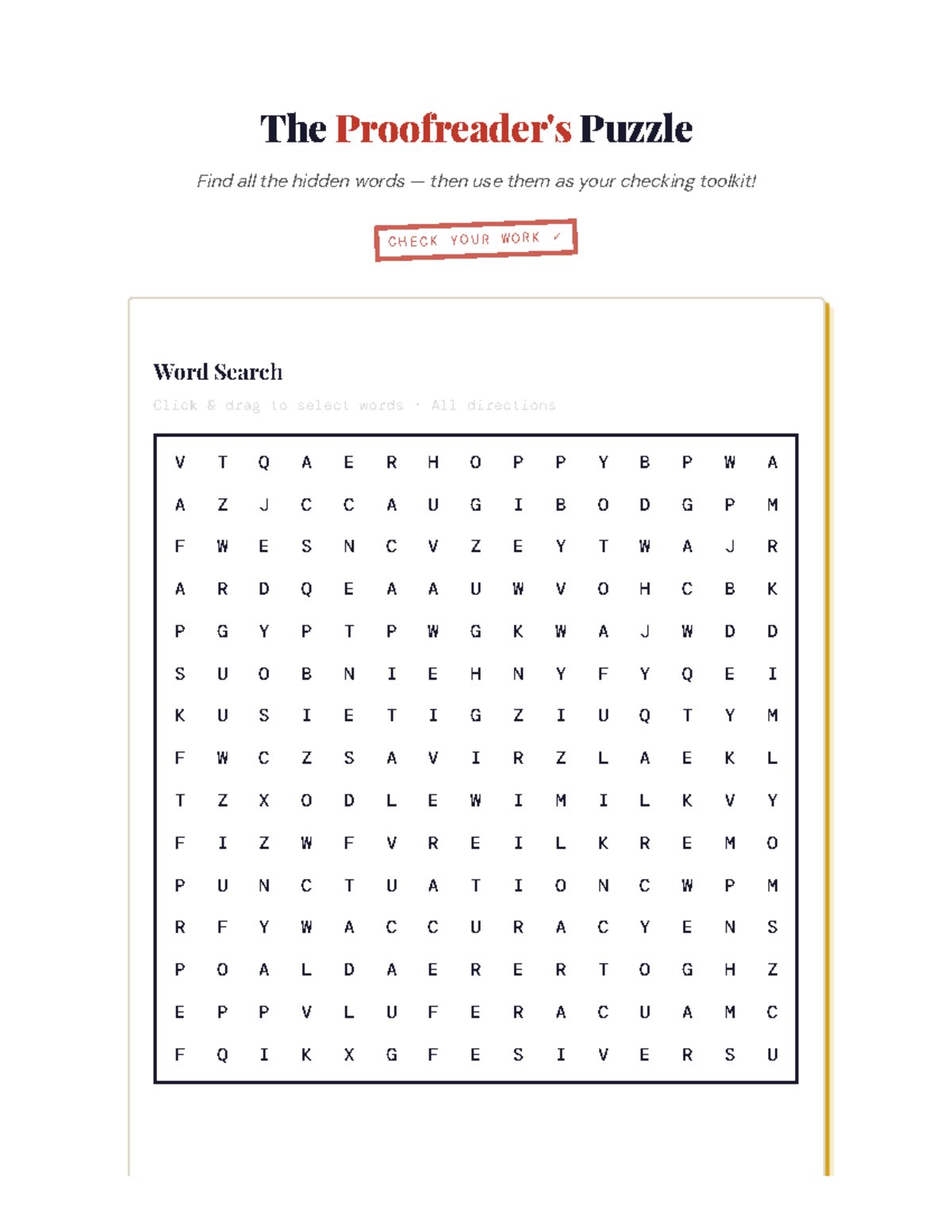 Proofreading Toolkit: Word Search Activity for Accuracy - Studocu