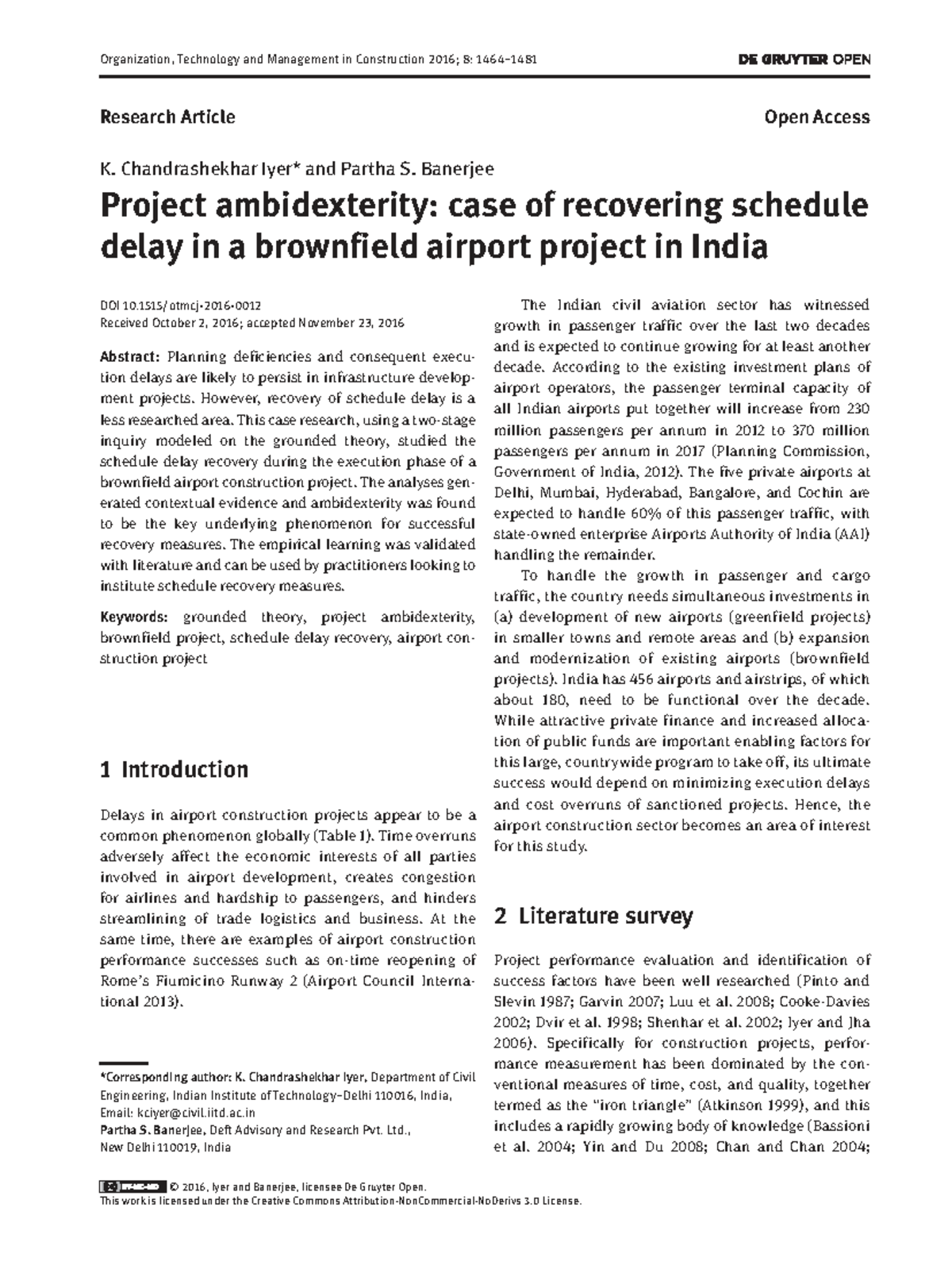 OTM 8: Project Ambidexterity in Recovering Schedule Delays in a ...