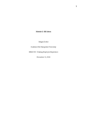 Dickie- HRM 310 Module 1 Assignment - Positive Employee Relations Megan ...