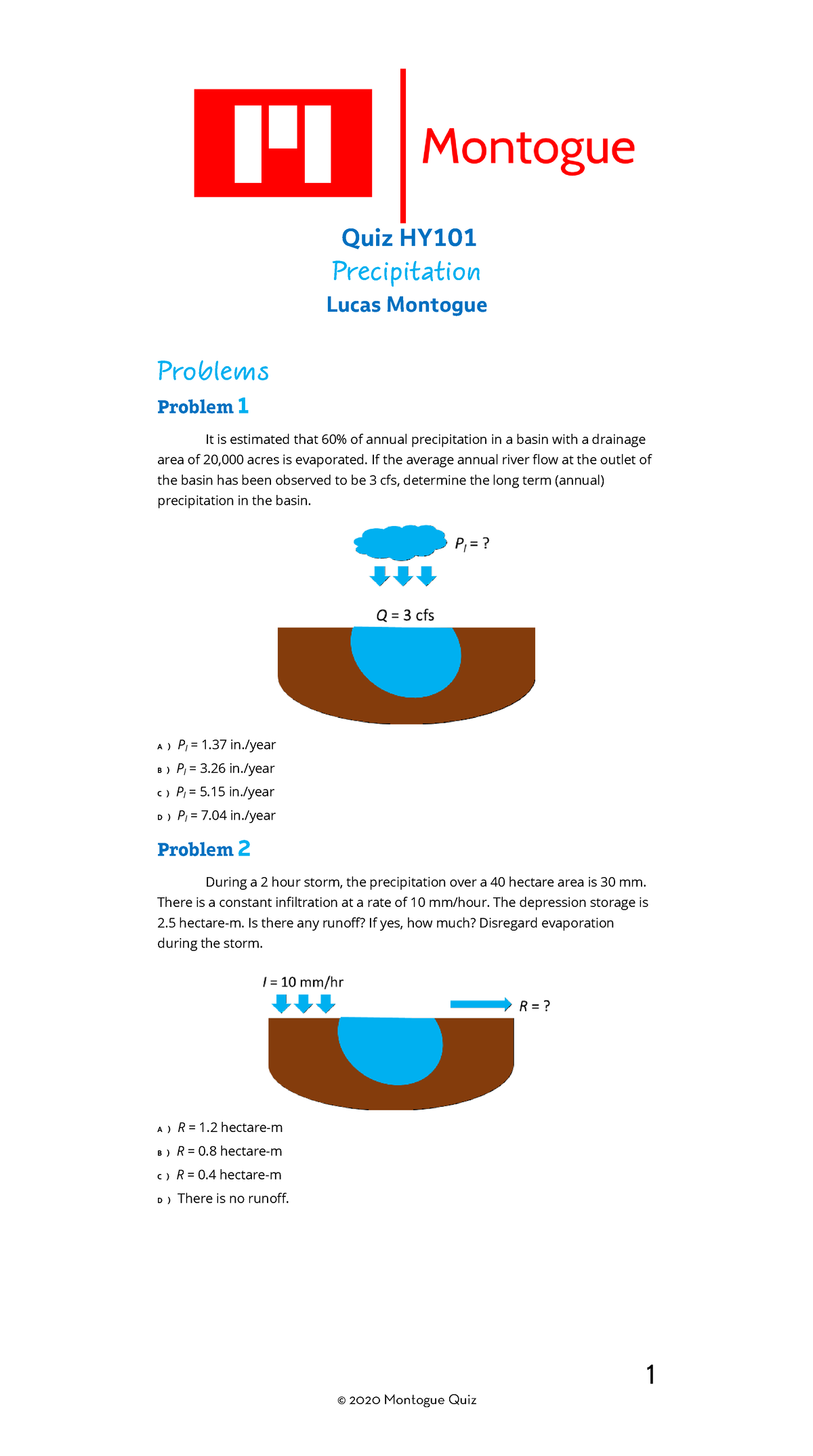Quiz HY101 Precipitation Solved Problems and Solutions - Studocu