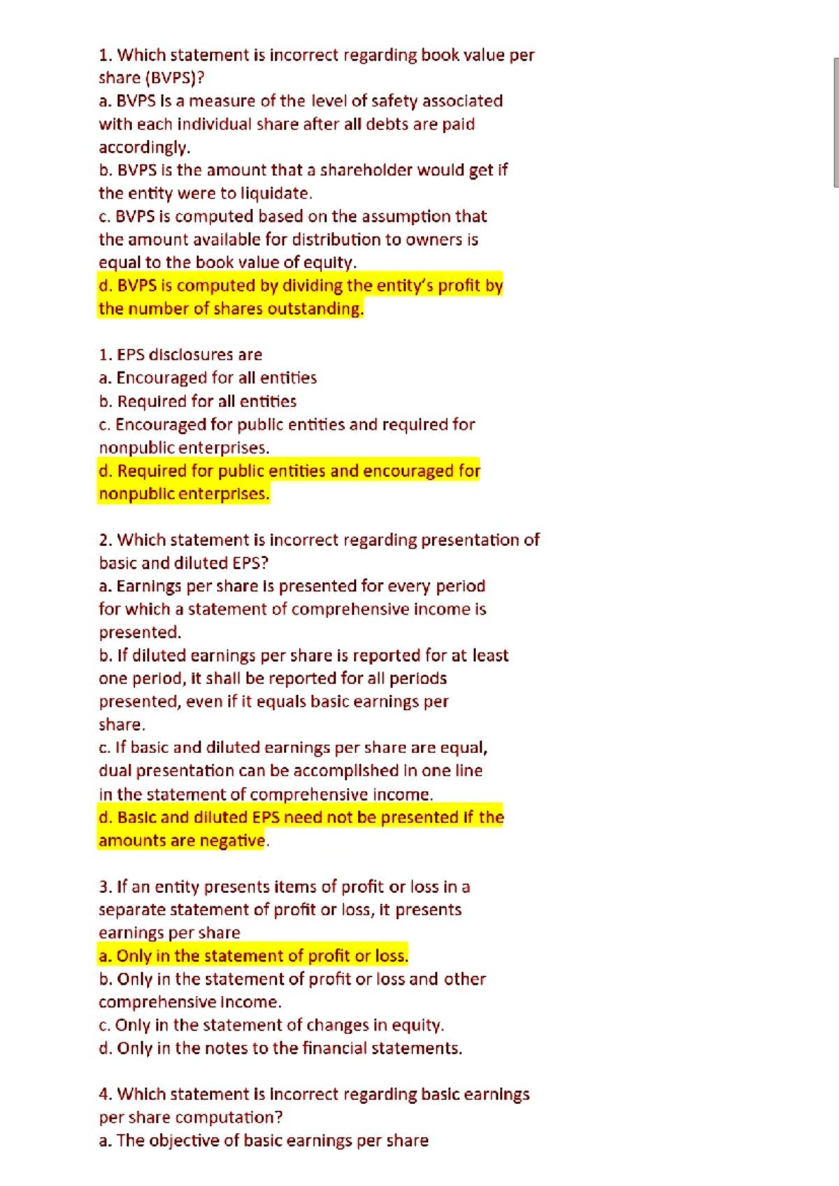 Book Value per Share (BVPS) Analysis and EPS Disclosures - Studocu
