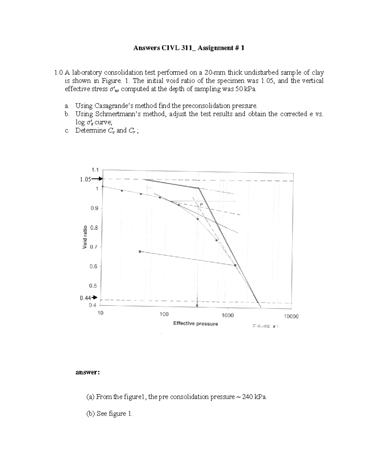 Seminar assignments - assignment 1 solutions + assignment 2 - Answers CIVL 311_ Assignment # 1 1 ...