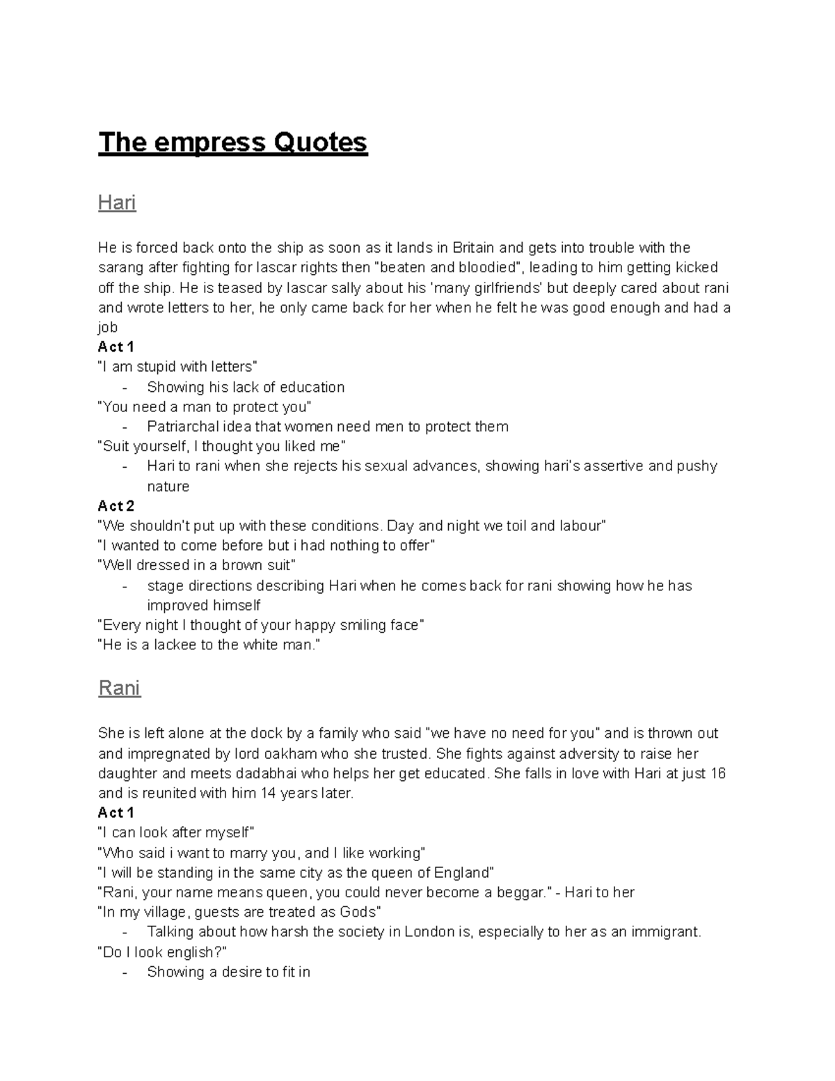 GCSE Empress Quotes: Themes of Colonialism and Identity in the Play ...