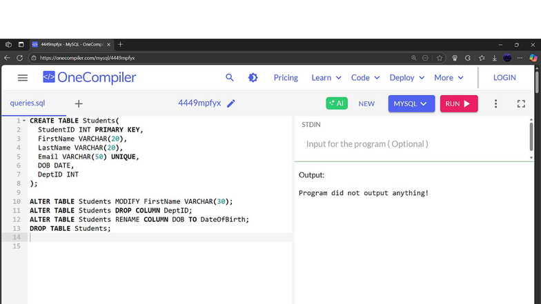SQL Queries and Operations for Students Management (Course Code: 4449mpfyx) - Studocu