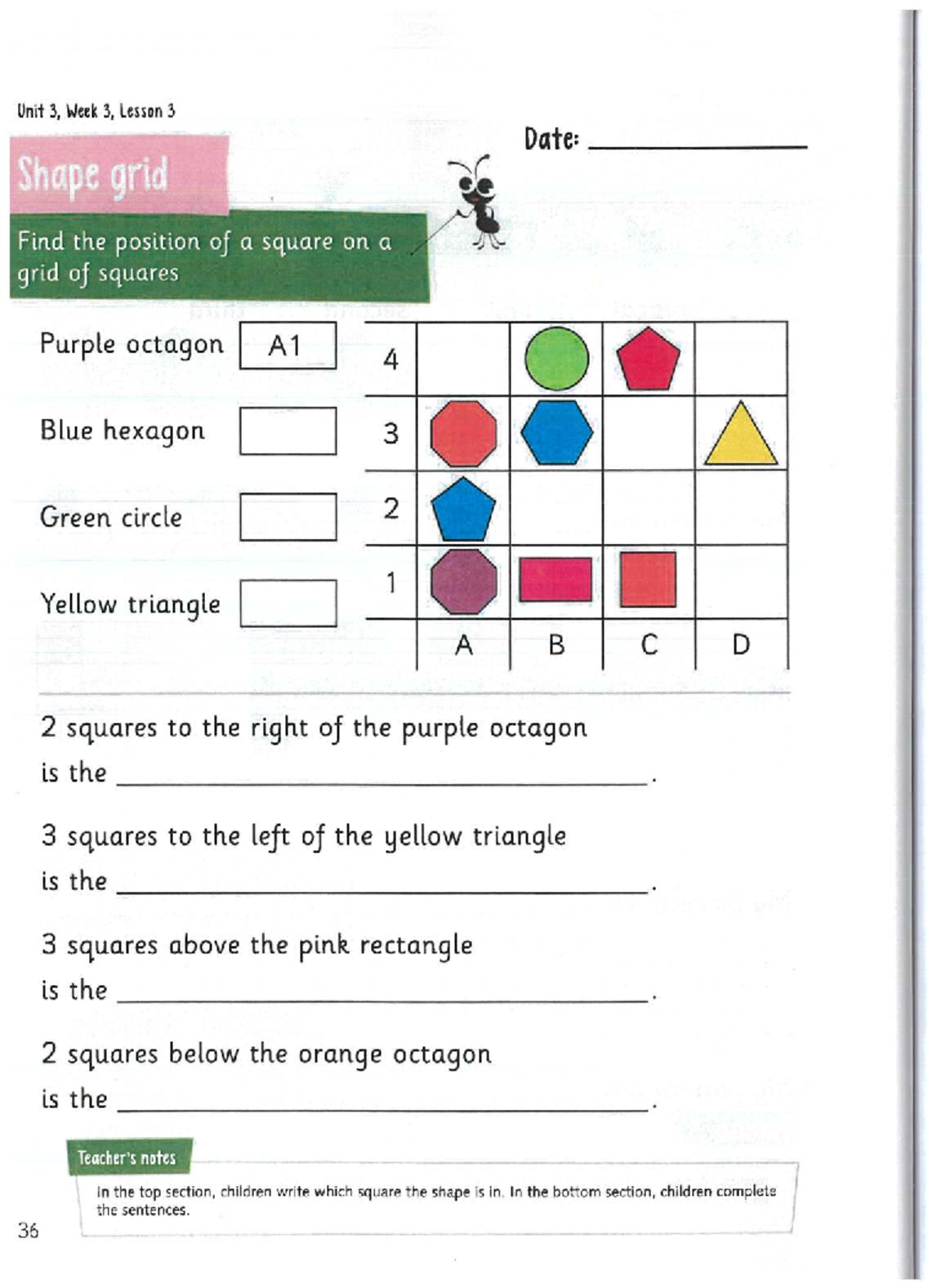 Maths Unit 3, Week 3, Lesson 3: Shape Grid Activities - Studocu
