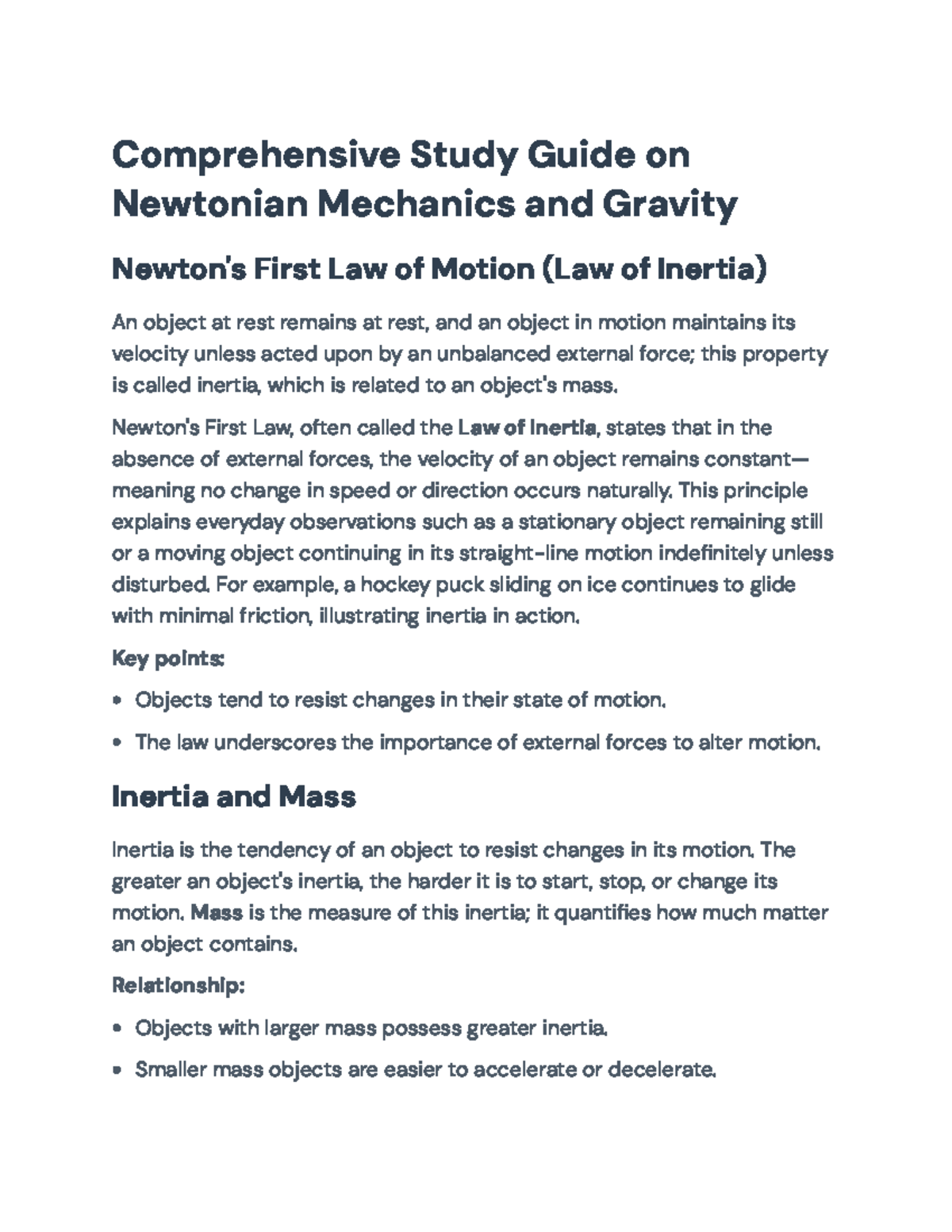 Comprehensive Study Guide on Newtonian Mechanics & Gravity (Course Code) - Studocu