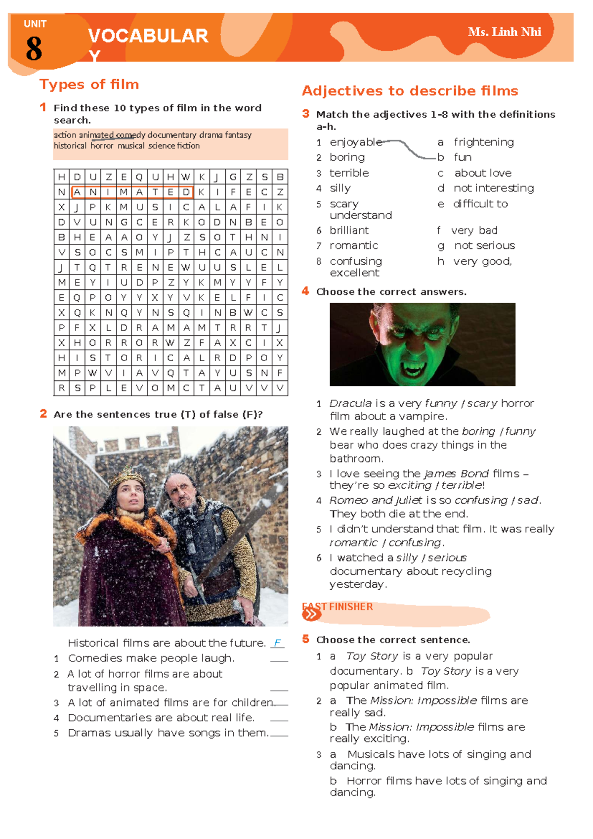 U8 (NGCK) - Vocabulary on Film Types and Descriptive Adjectives - Studocu
