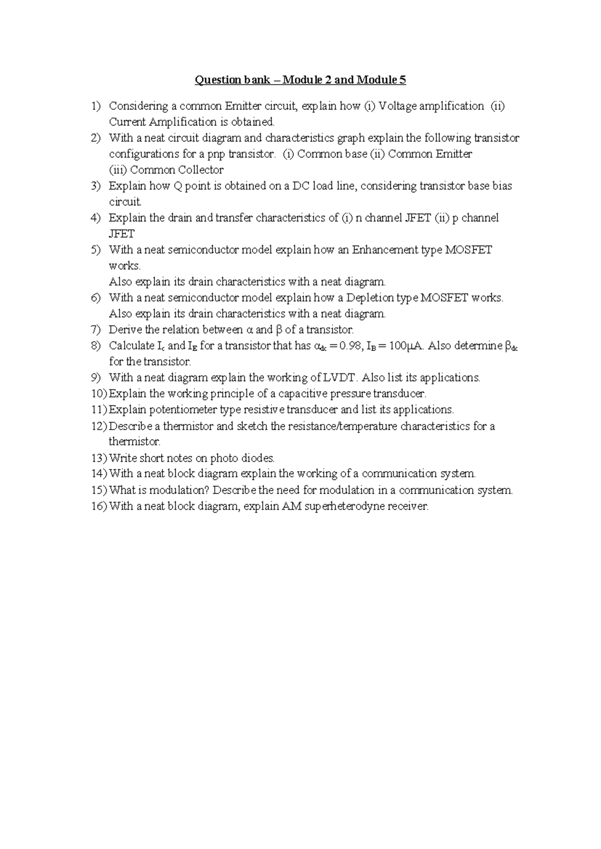 Question bank module 2 and module 5 - Question bank – Module 2 and ...