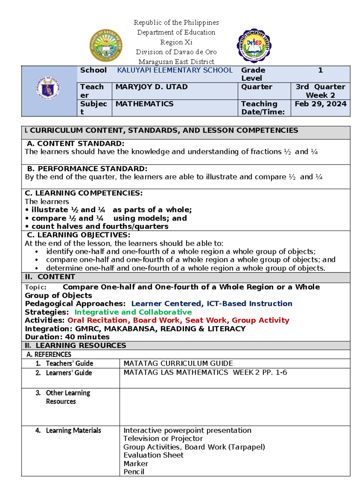 CO DLP Math 2 Q3 - dlp for math - Republic of the Philippines ...