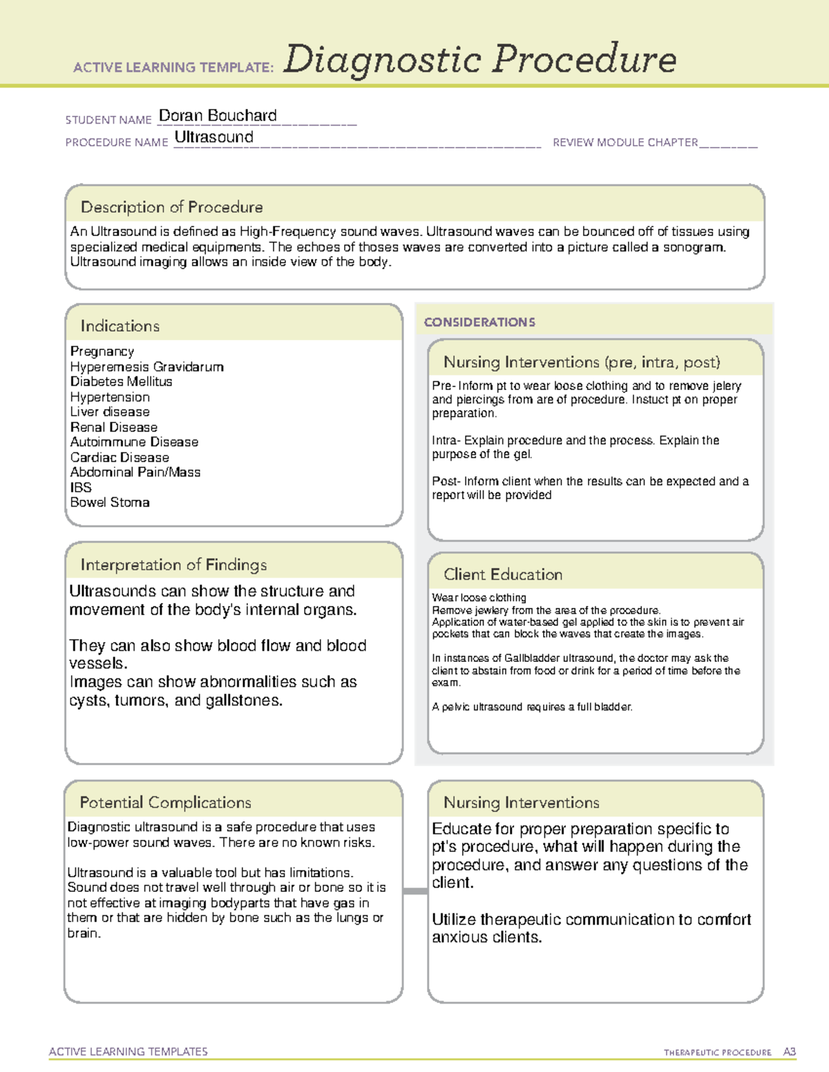 ATI Template - Ultrasound Procedure Review and Nursing Considerations ...