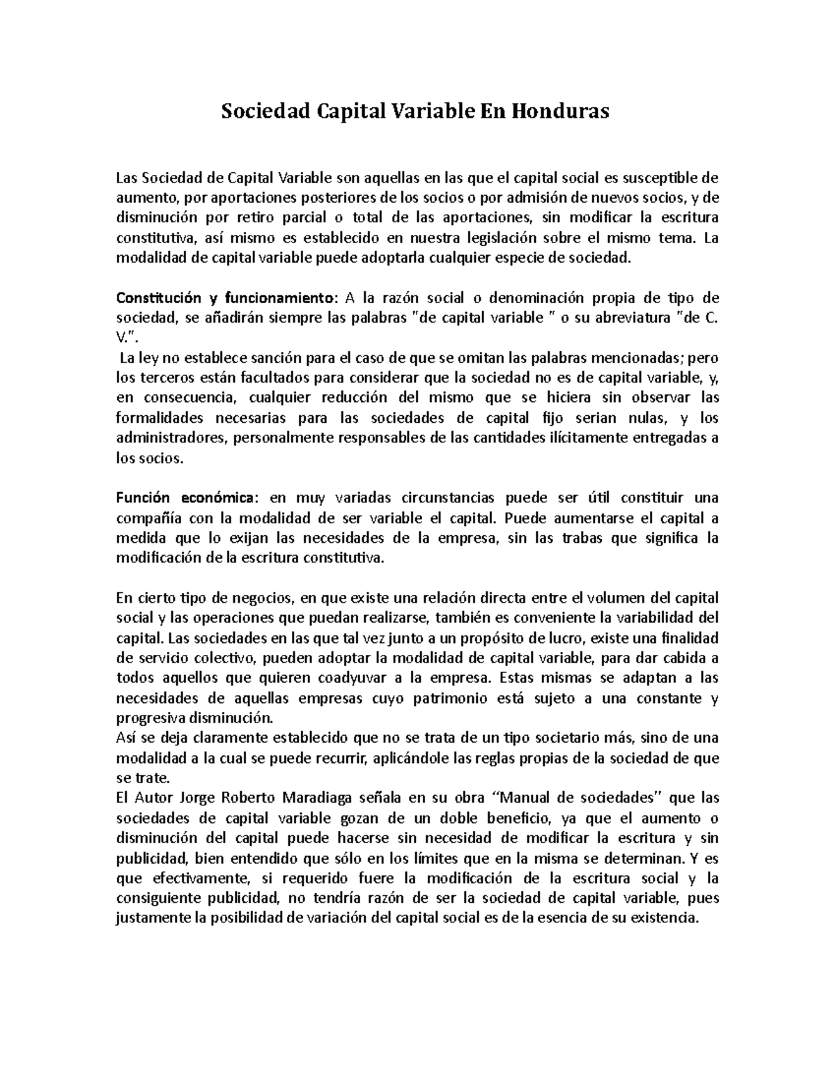 Sociedad Capital Variable En Honduras - La modalidad de capital variable puede adoptarla ...