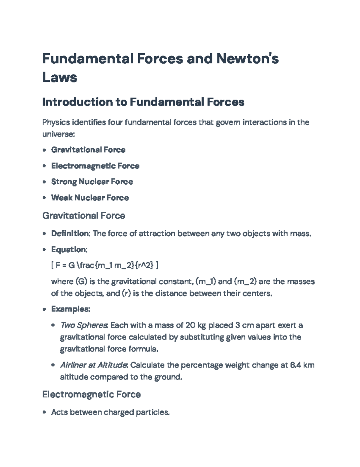 Fundamental Forces & Newton's Laws - Physics Overview (PHYS101) - Fundamental Forces and Newton ...