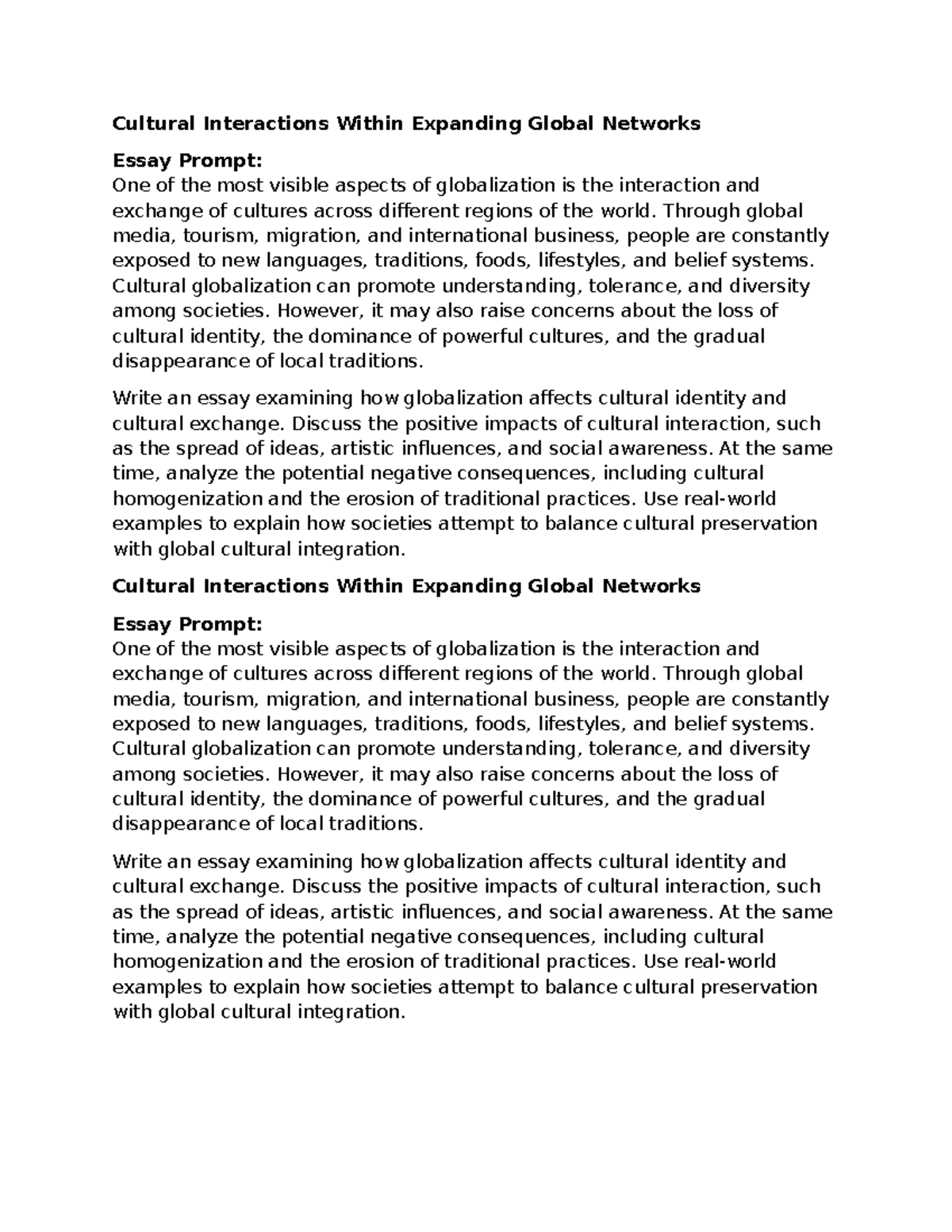 Cultural Interactions in Globalization: Impacts on Identity & Exchange ...