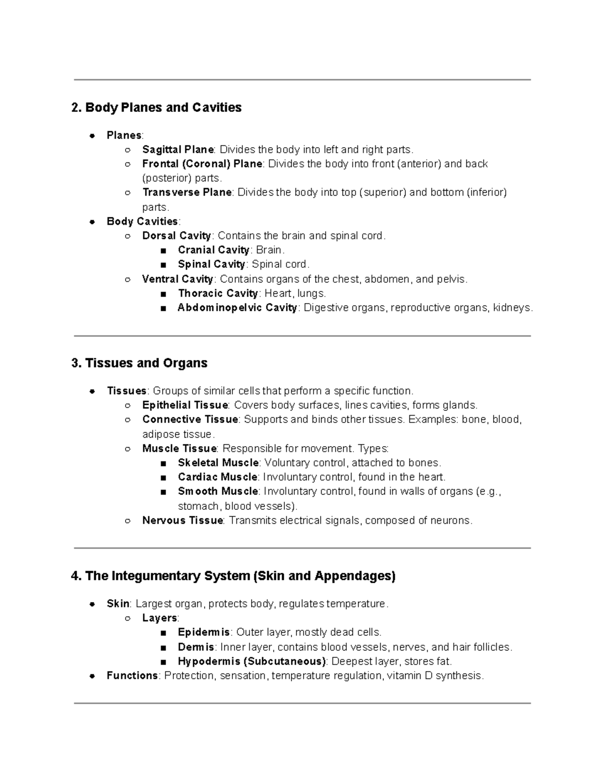 Anatomy - revision - 2. Body Planes and Cavities Planes: Sagittal Plane ...