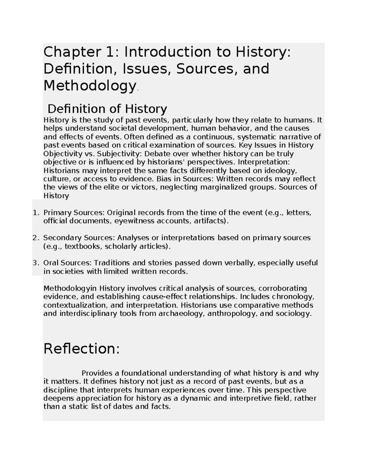 Chapter 1: Introduction to History - Key Concepts and Methodology - Studocu