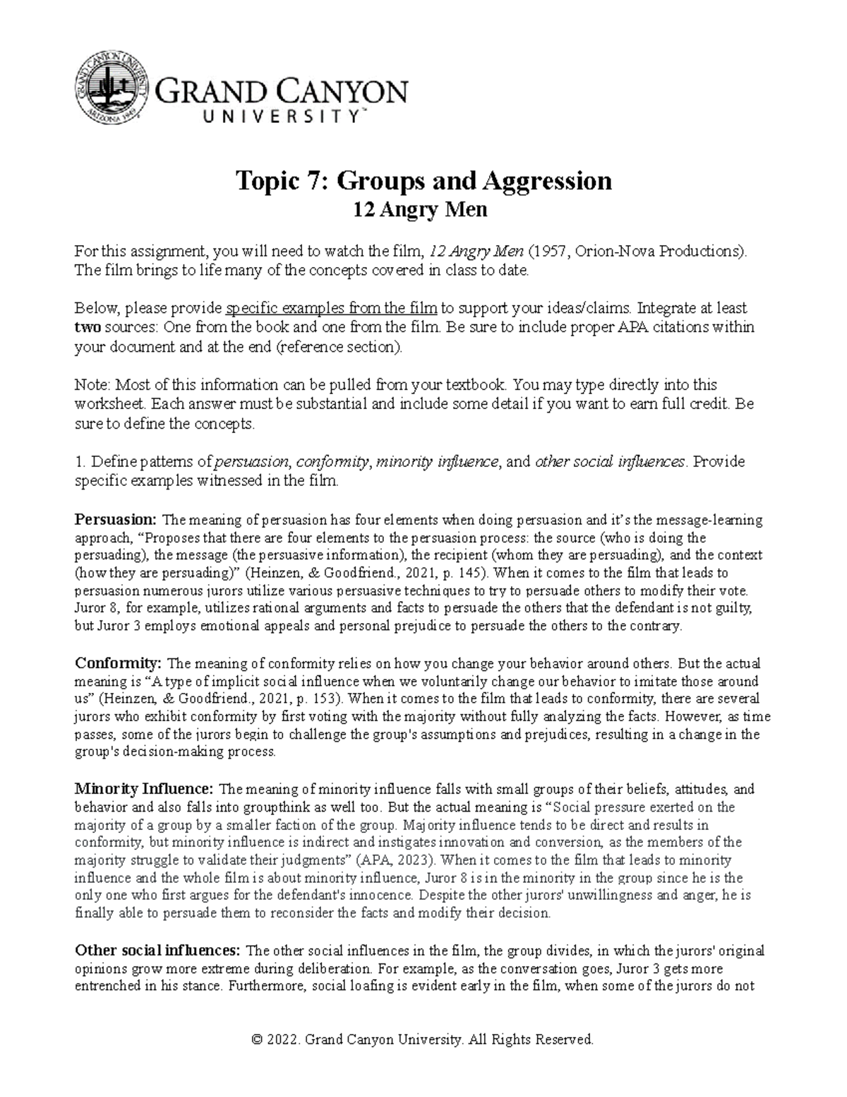 Group Dynamics and Aggression in 12 Angry Men: A Case Study Analysis ...