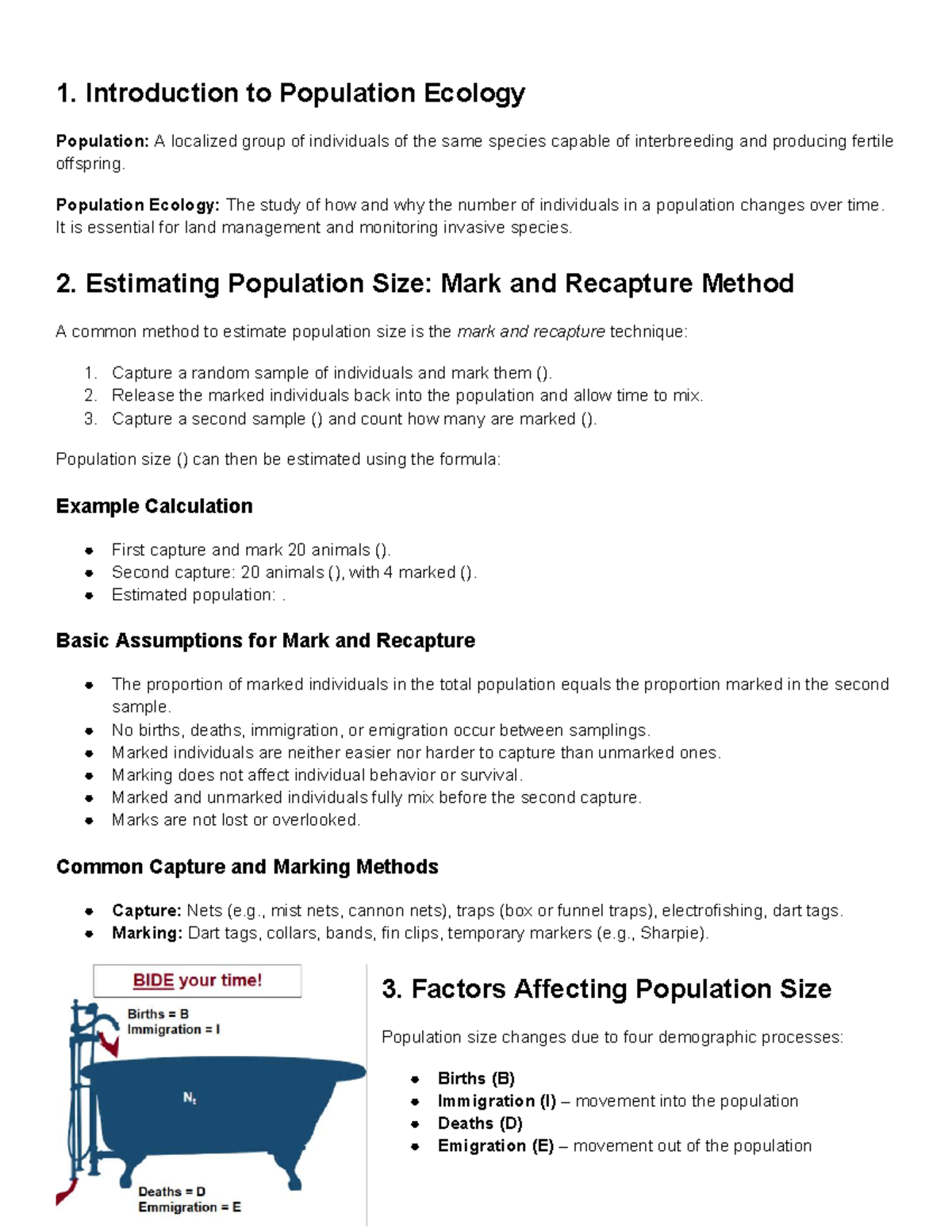 Population Ecology - Lecture Notes (Course Code: BIO101) - Studocu