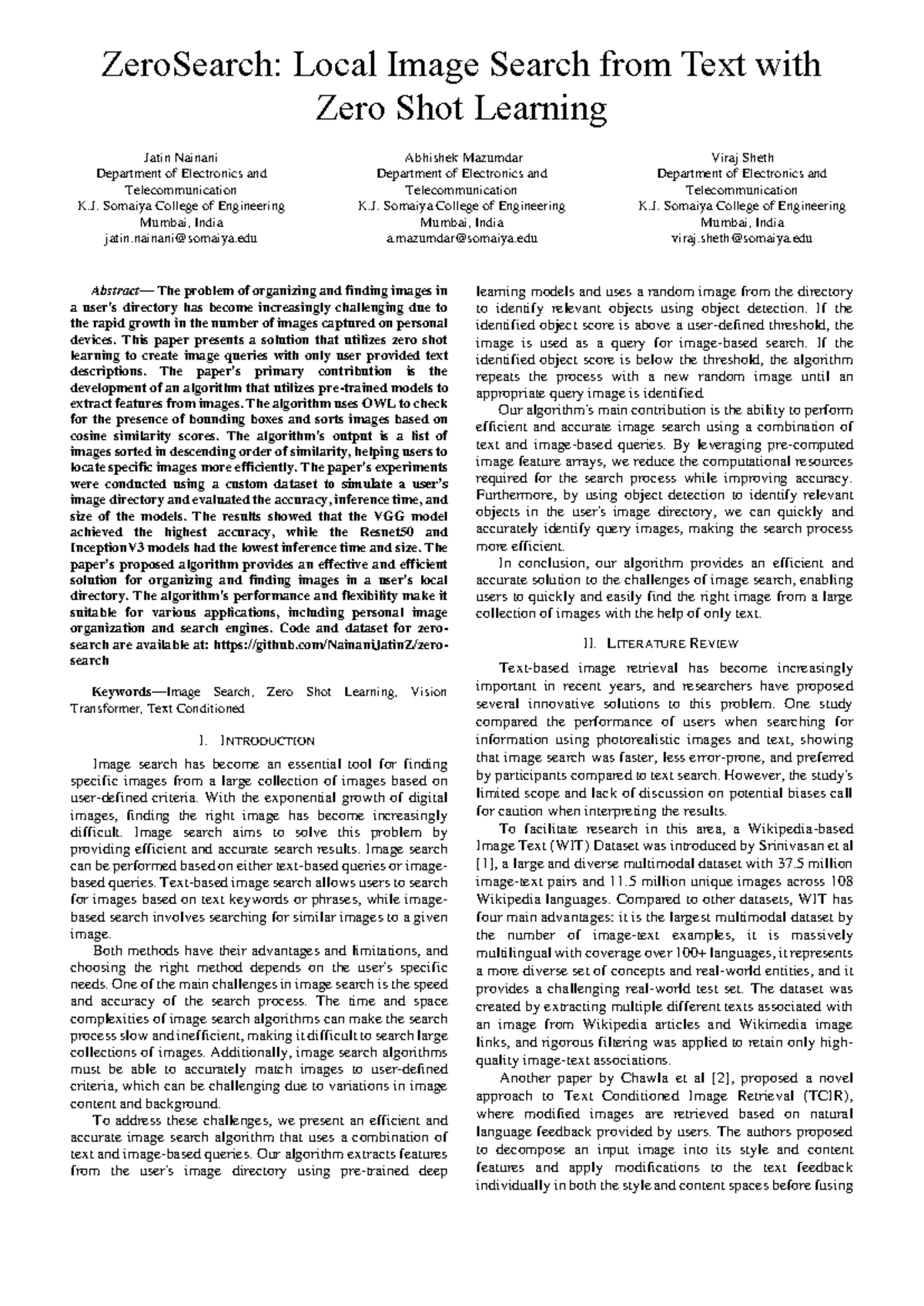 ZeroSearch: Efficient Local Image Retrieval via Zero Shot Learning (2305) - Studocu