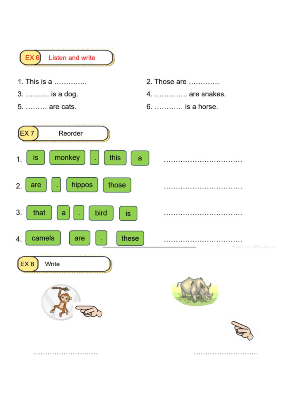 Grade 4 - Unit 1 Animals - Homework Exercises for Primary Students ...
