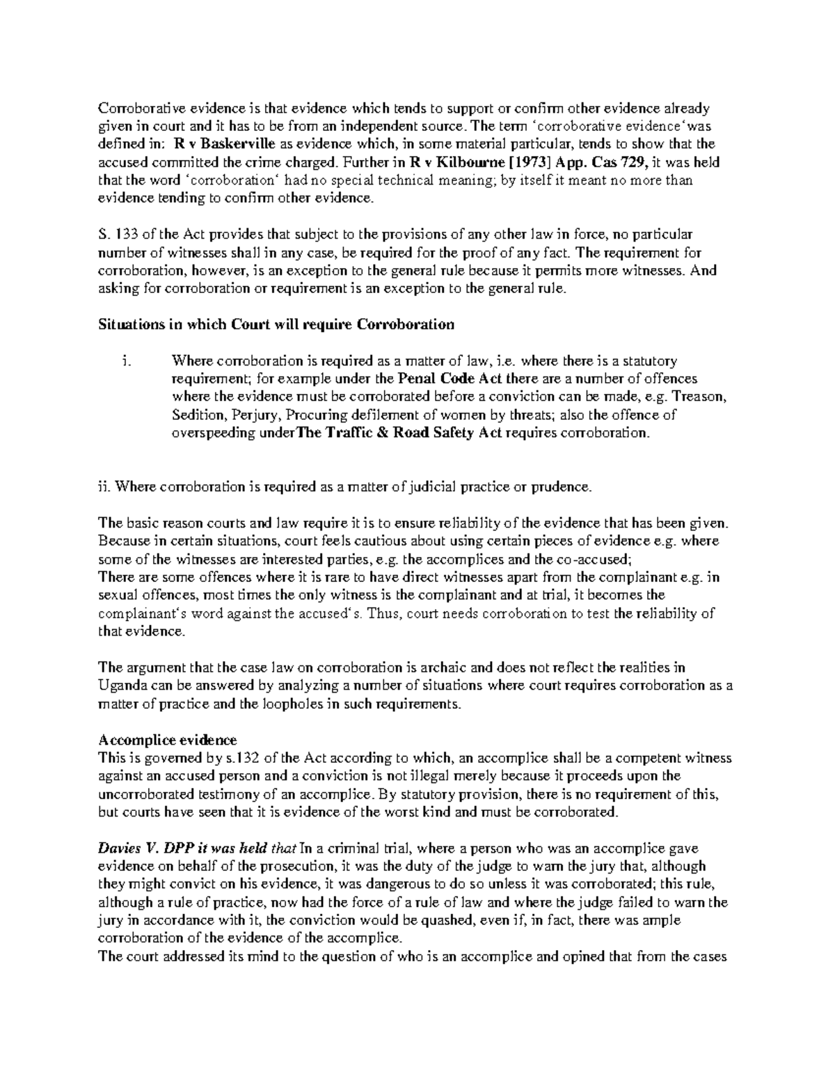 Legal Principles of Corroborative Evidence: Understanding Requirements ...