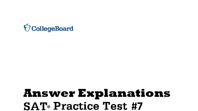 SAT Practice Test 7: Answer Explanations and Analysis - Studocu