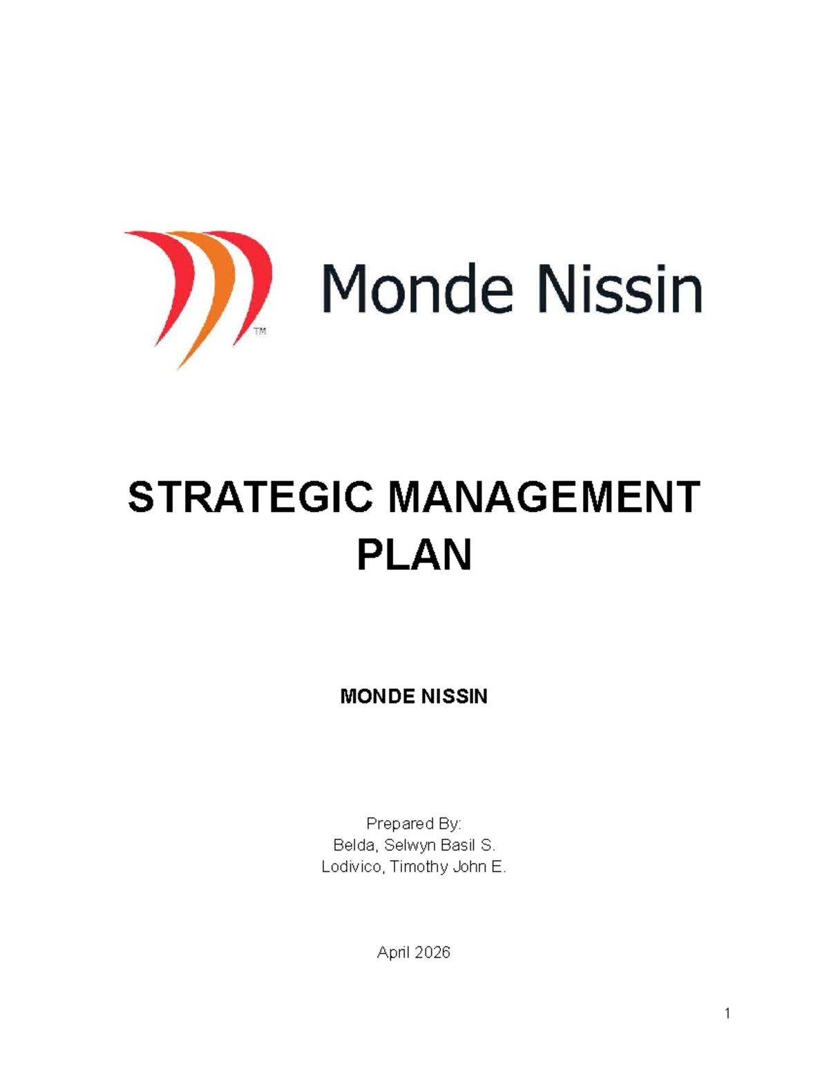 Strategic Management Plan for Monde Nissin (BS Accountancy & AIS) - Studocu