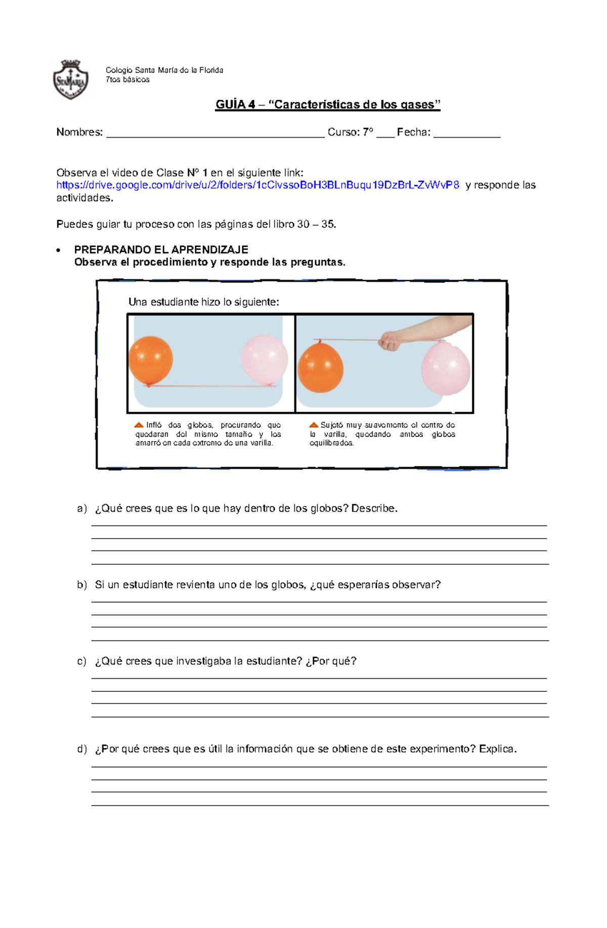 Ciencias Naturales 7° GUÍA 4: Características de los Gases - Scarlett ...