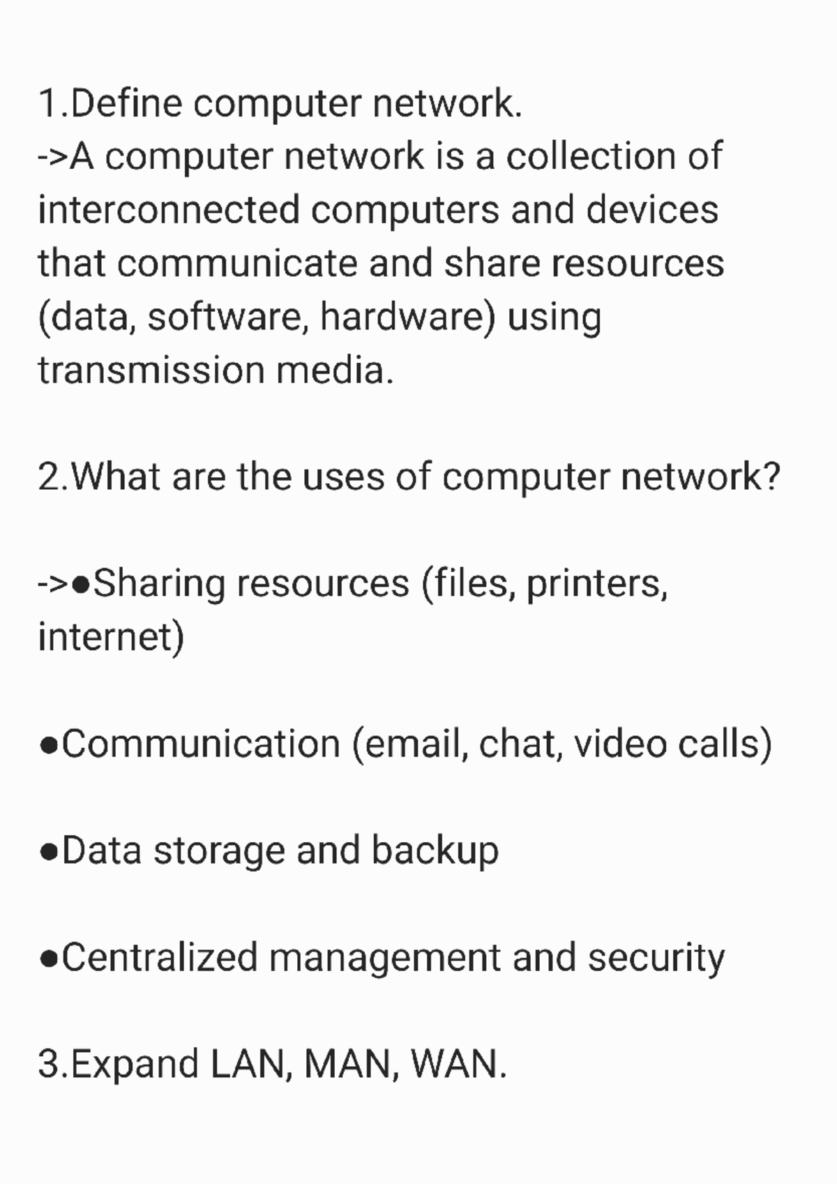 NET 1 & 2 - Computer Network Concepts and Definitions Notes - Studocu