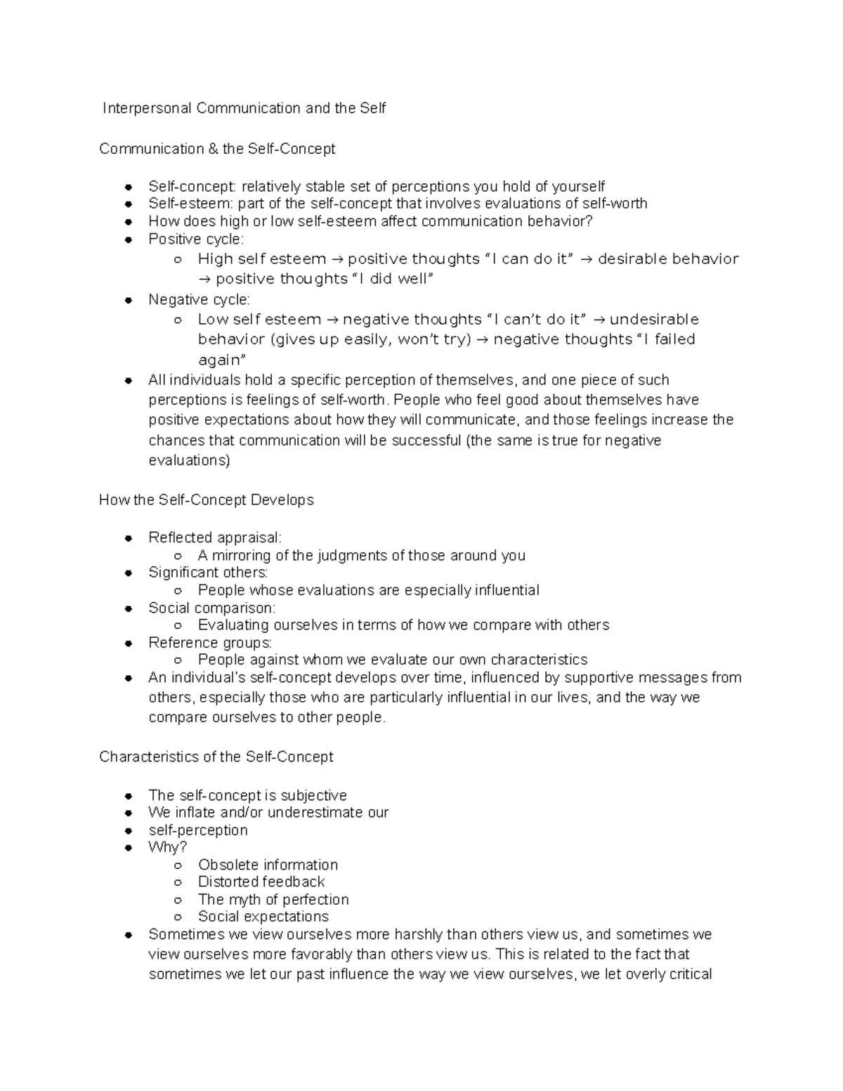 Chapter 3: The Self-Concept & Interpersonal Communication Insights ...