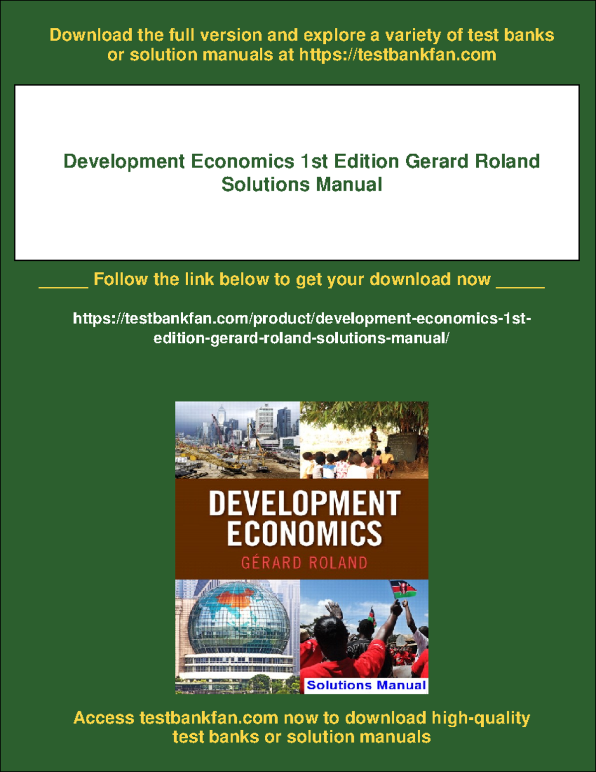 Development Economics 1st Ed. Gerard Roland Solutions Manual Download ...