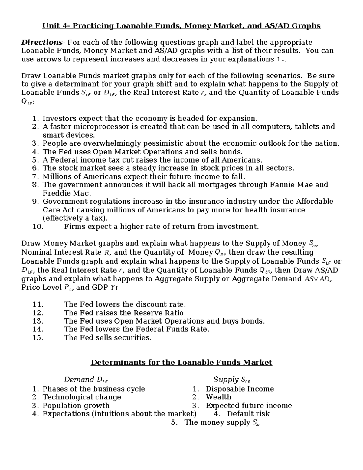 Unit 4: Loanable Funds & Money Market Graphs Practice Guide - Studocu