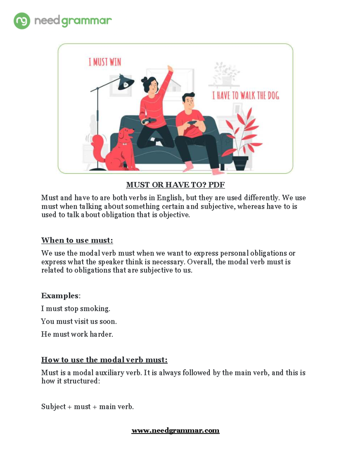 MUST vs HAVE TO: Understanding Modal Verb Obligations - Studocu