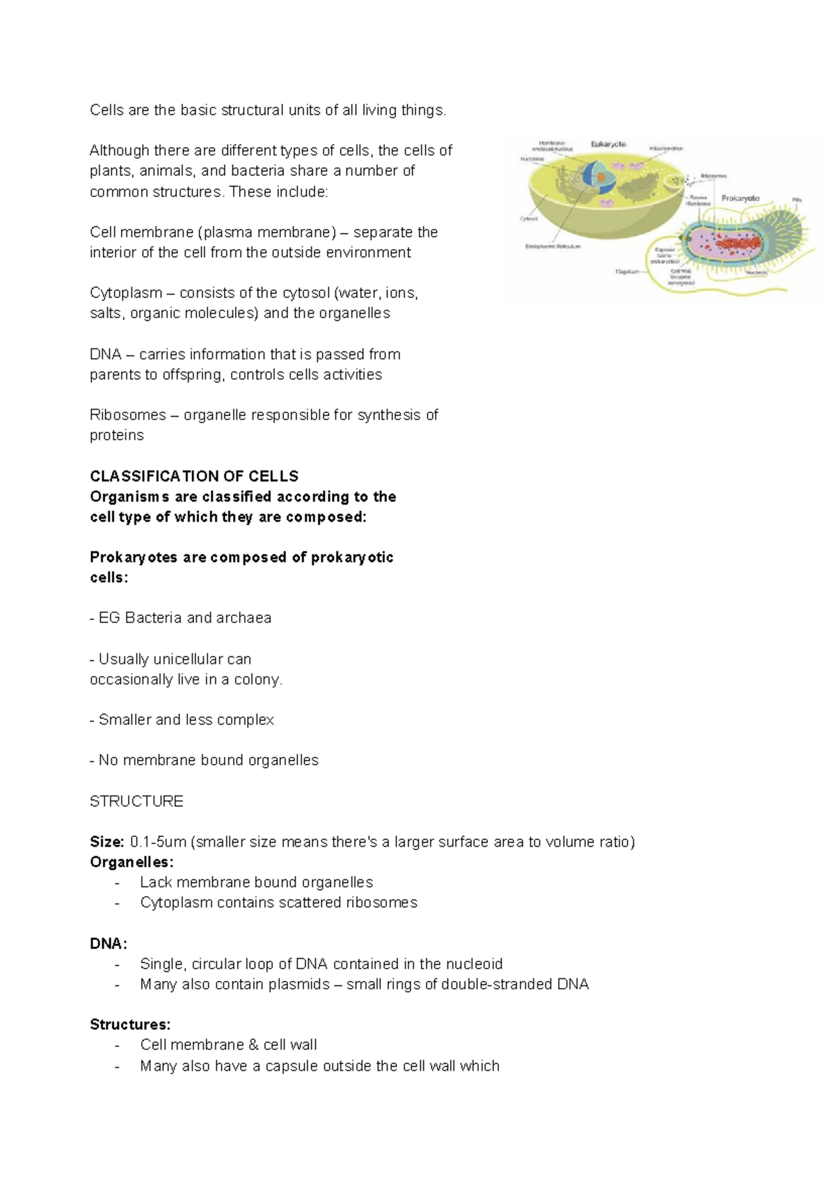 Cell Structure and Classification: Module 1 Overview - Studocu