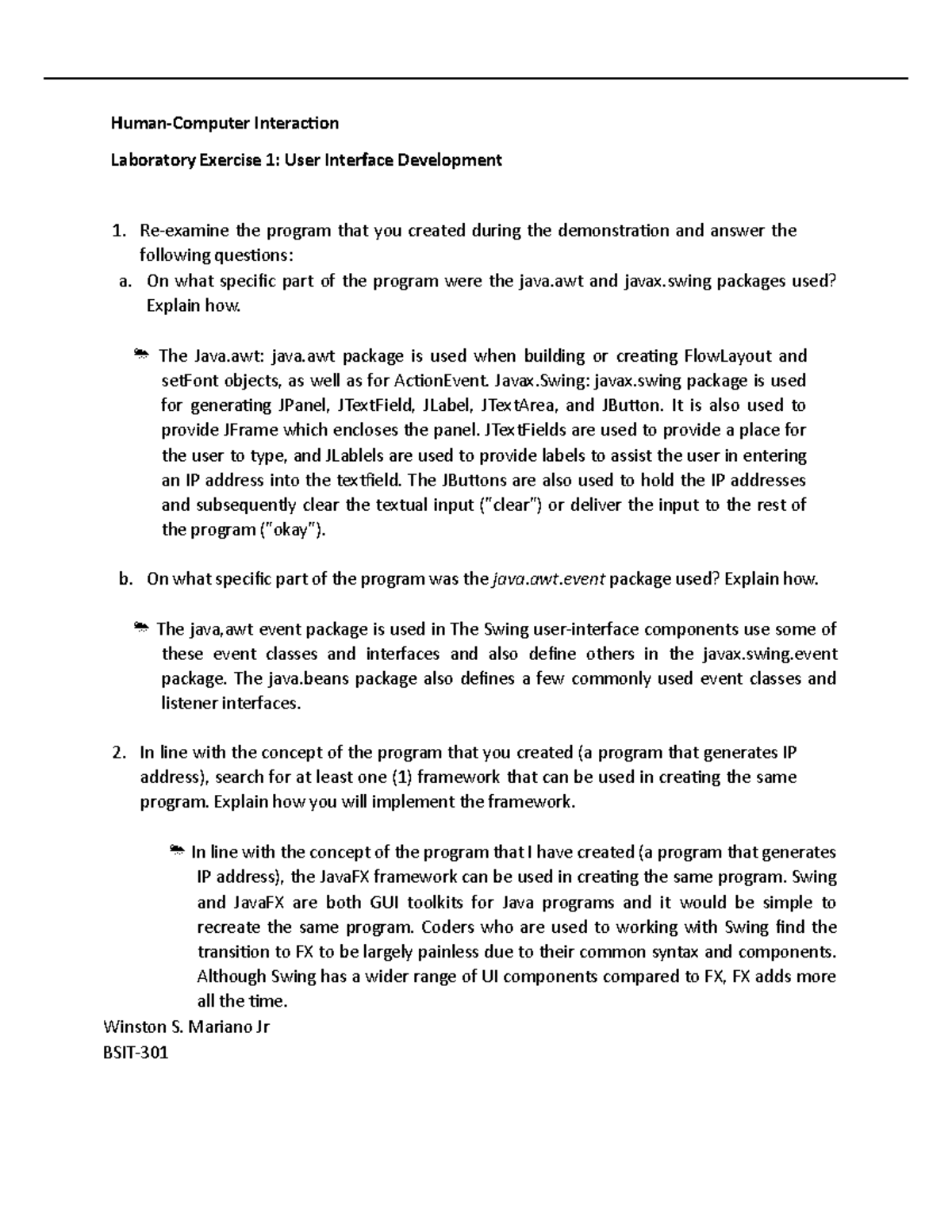 06 Laboratory Exercise 1: User Interface Development in HCI - Studocu