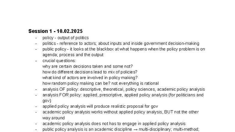 Policy Analysis Notes 2025: Understanding Political Outputs and ...